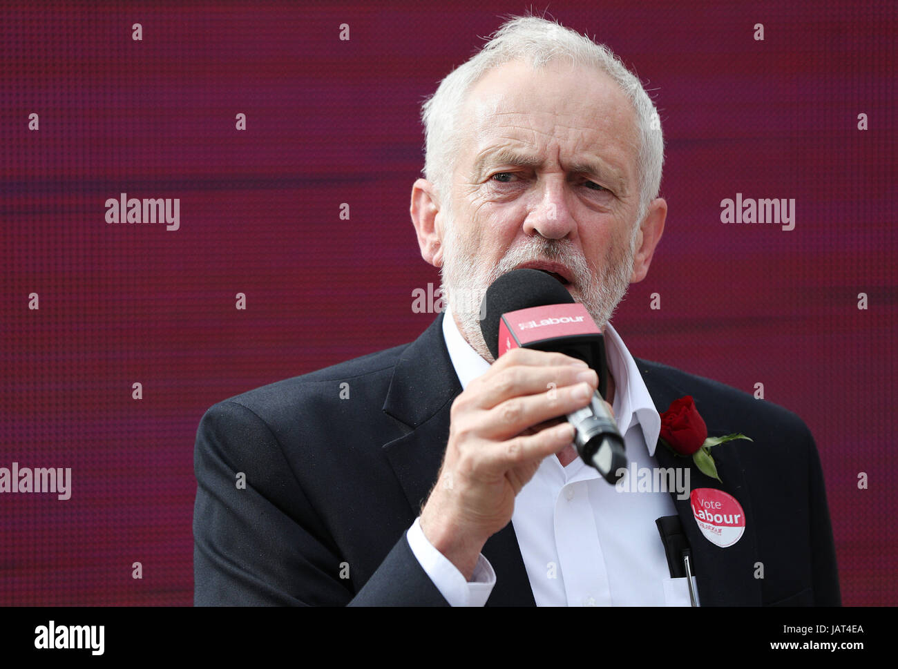 Labour leader Jeremy Corbyn speaking at an event at the Parade in ...