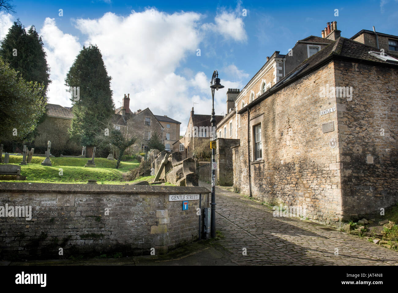 View into Gentle Street from St. John’s Church in Frome, Somerset UK ...