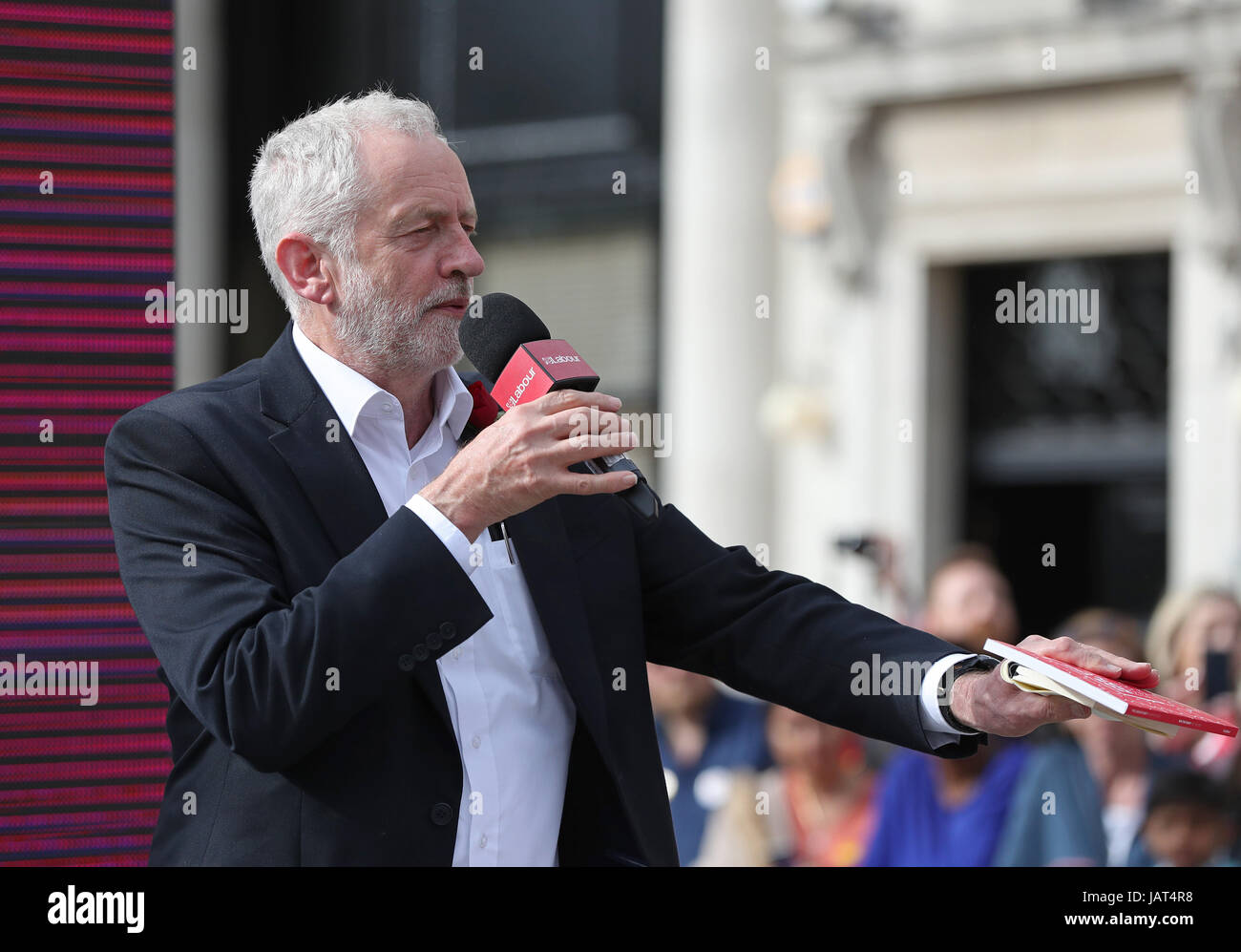 Labour leader Jeremy Corbyn speaking at an event at the Parade in ...