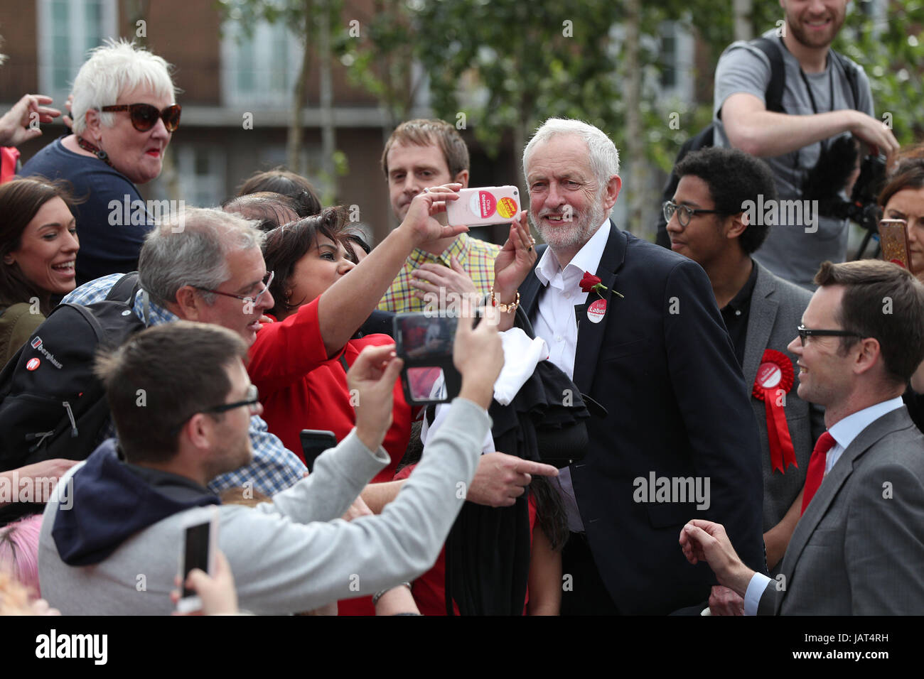 Labour leader Jeremy Corbyn after speaking at an event at the Parade in ...