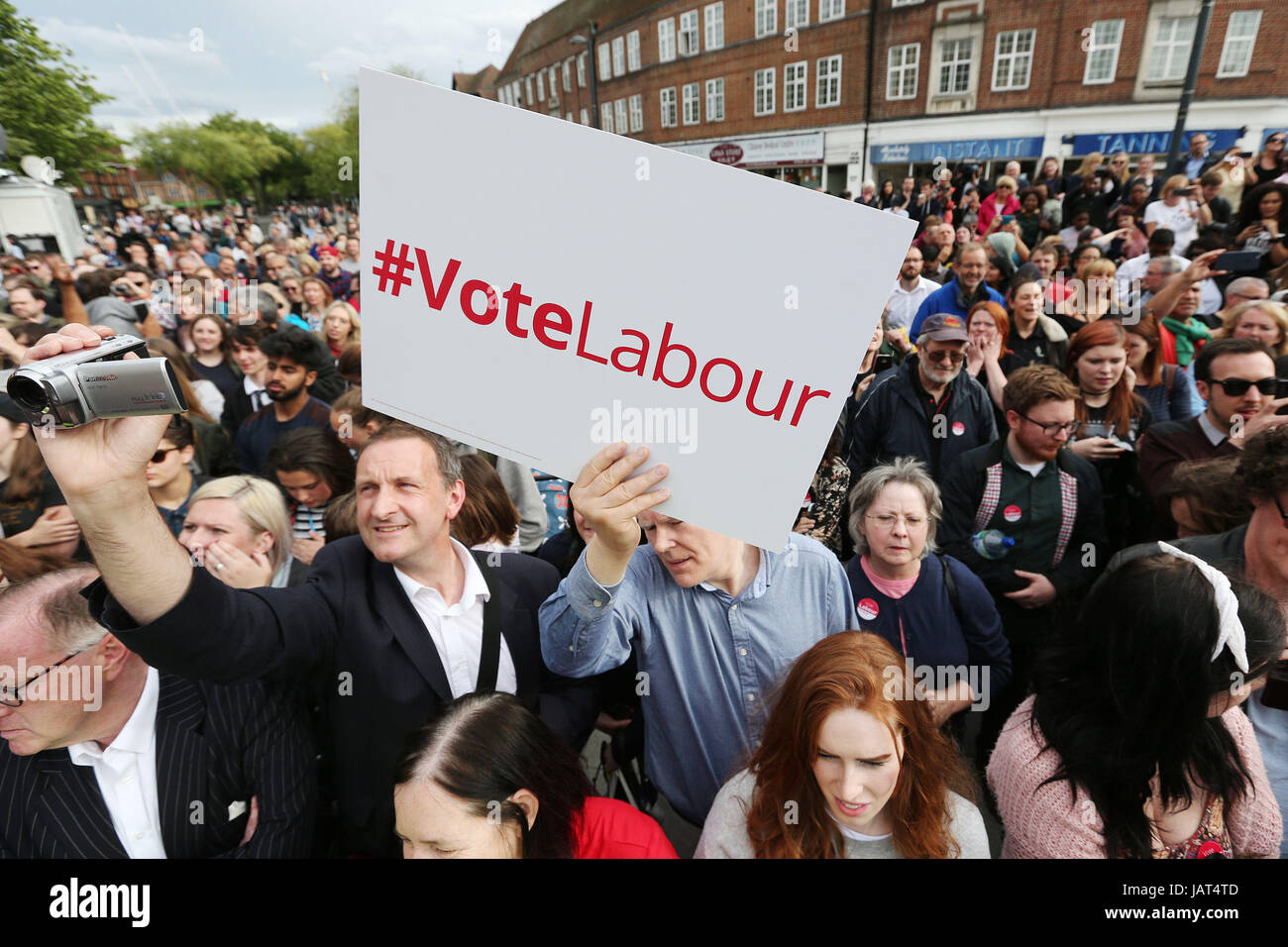 Labour supporters an event at the Parade in Watford, ahead of a speech ...