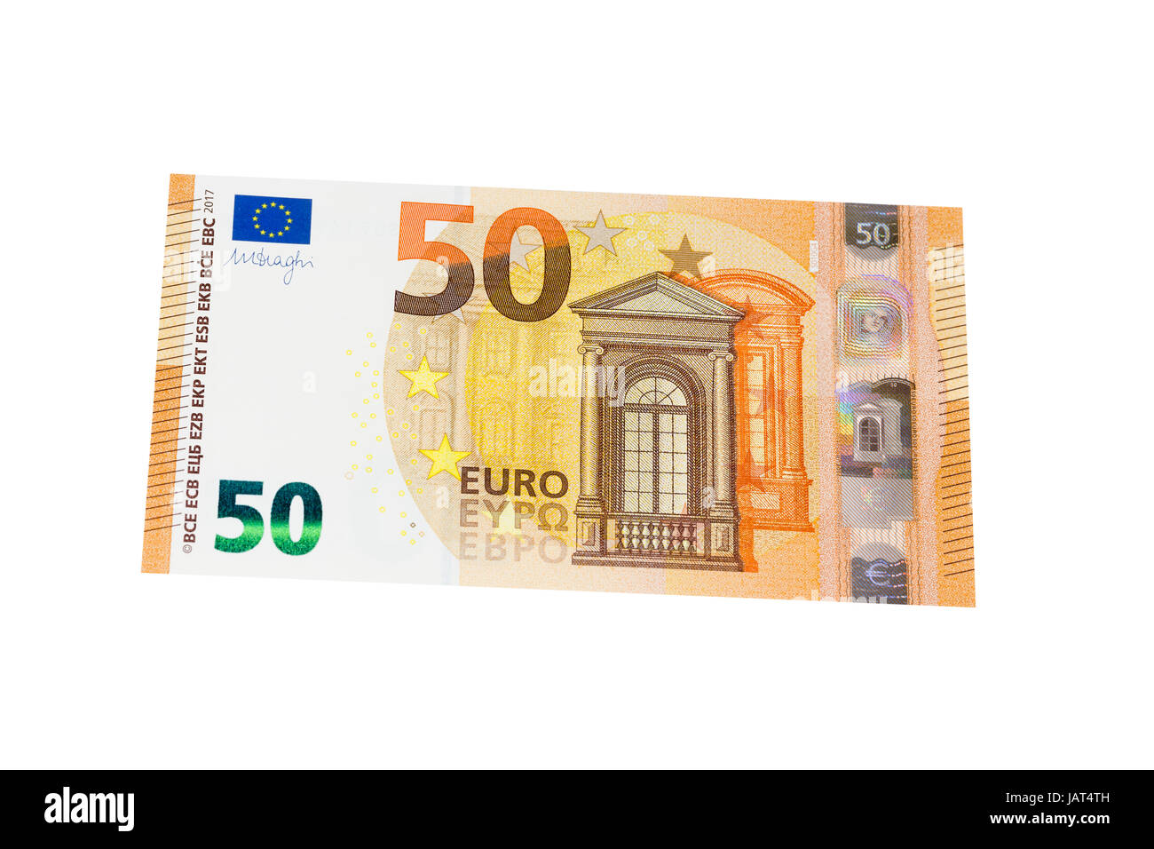 Fifty Euro banknote on a white background Stock Photo - Alamy