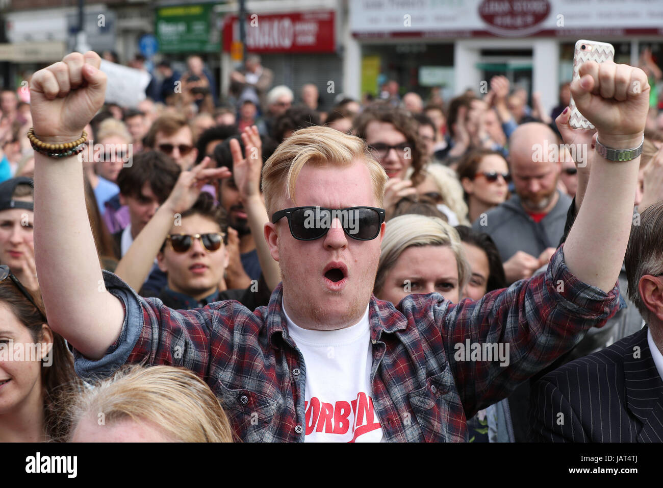 Labour supporters an event at the Parade in Watford, during a speech by ...