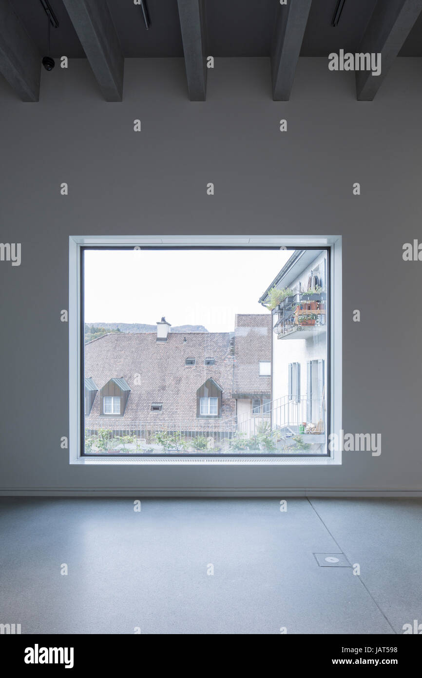 View through window towards roofscape. Aarau City Museum, Aarau ...