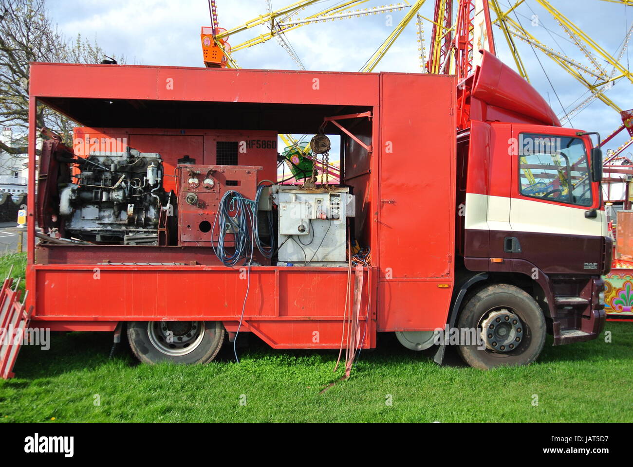 2005 DAF CF Generator lorry providing power for fairground rides Stock ...