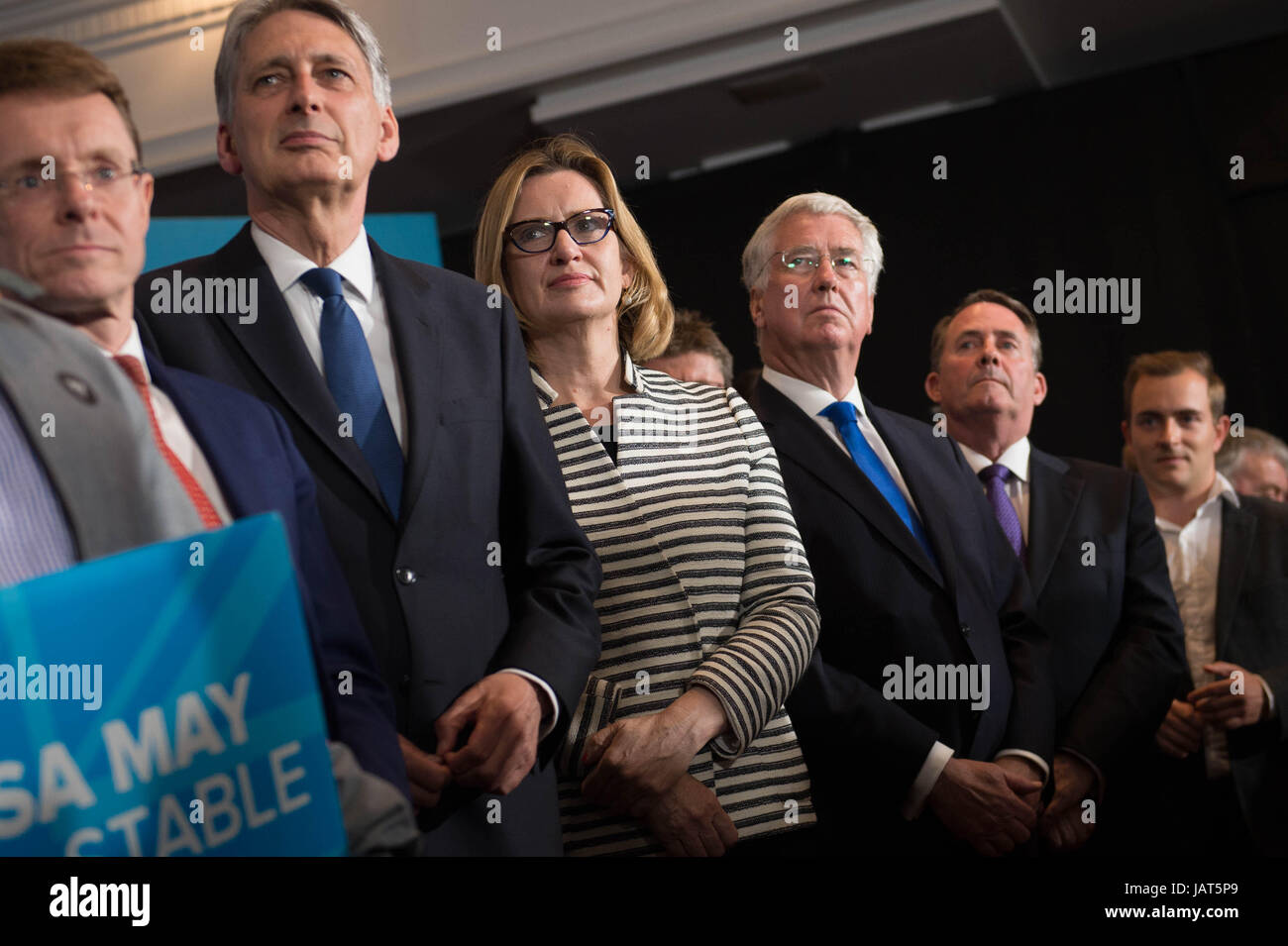(from left) Chancellor of the Exchequer Philip Hammond, Home Secretary ...