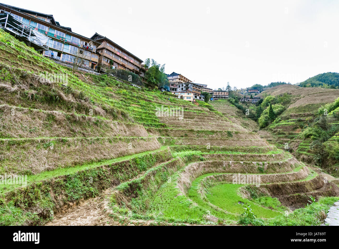 travel to China - view of terraced grounds in Dazhai village in country ...