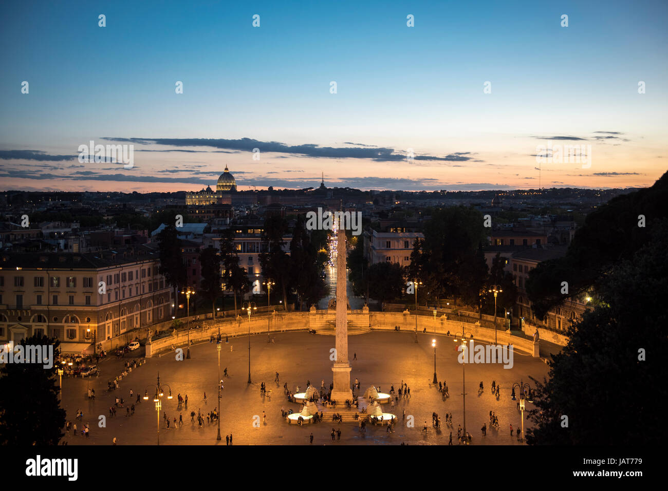 Rome (Italy) - Piazza del Popolo by nigth Stock Photo - Alamy