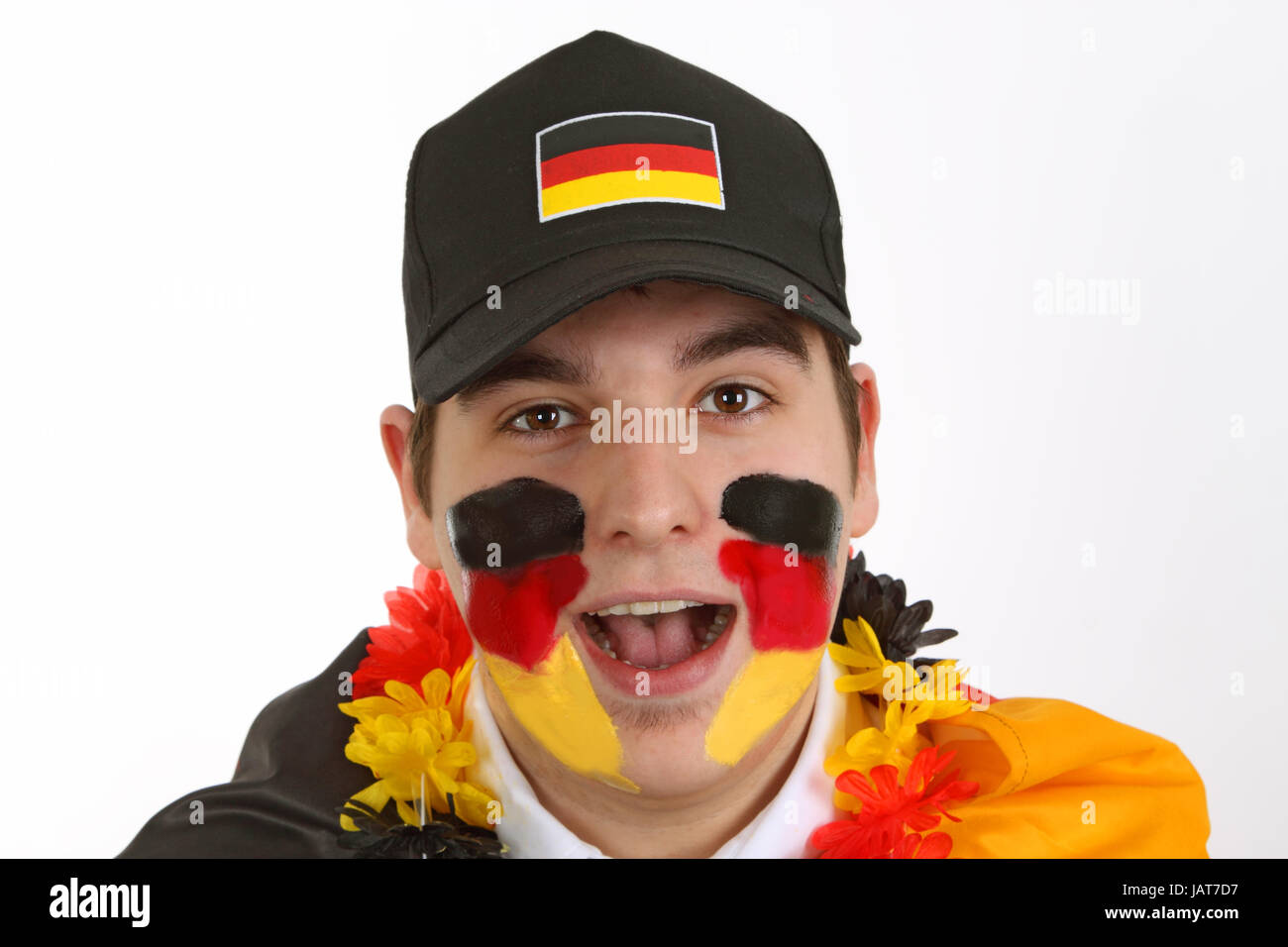 German soccer fan on white background Stock Photo - Alamy