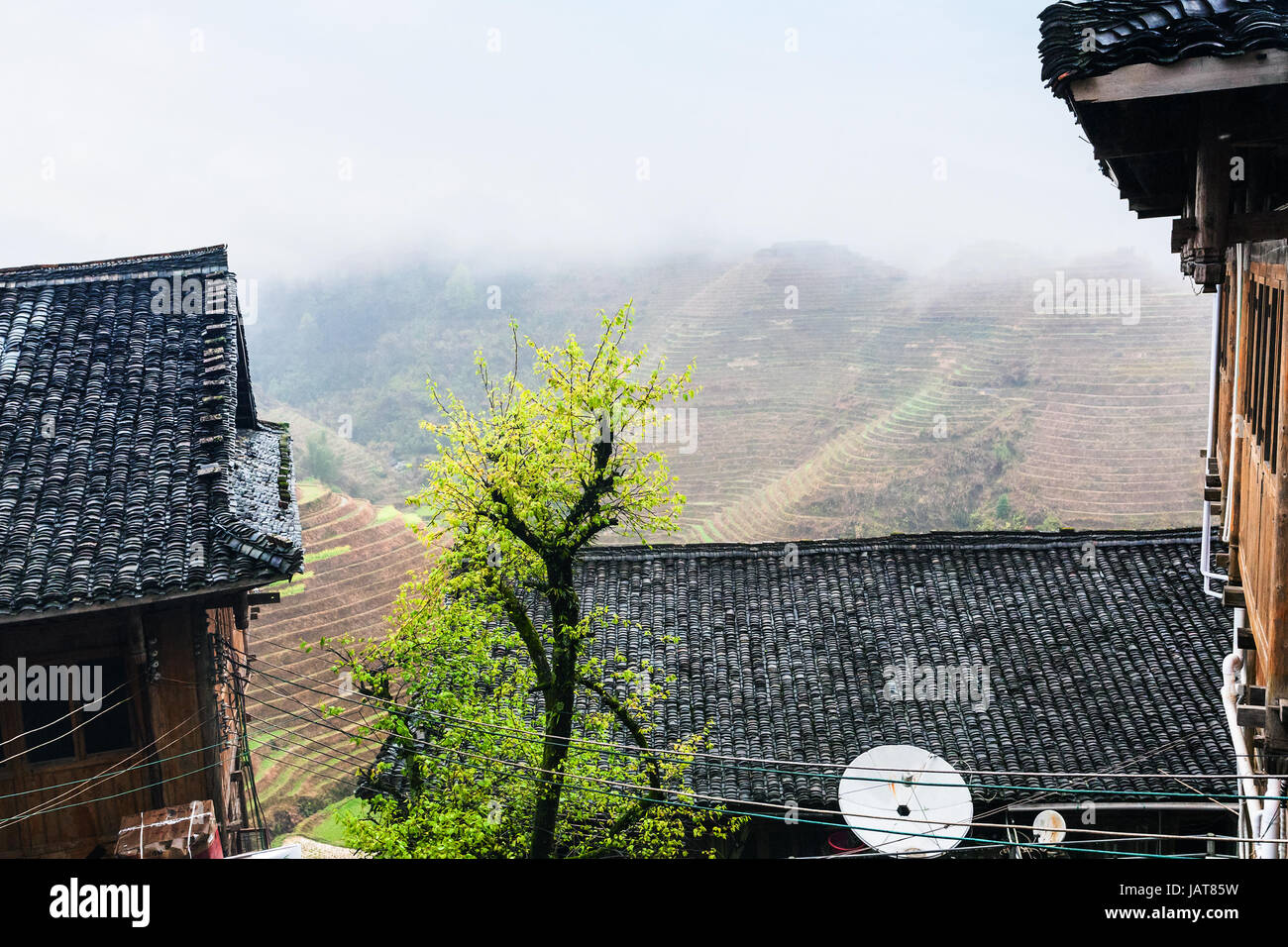 travel to China - cottages in Tiantouzhai village and terraced fields ...