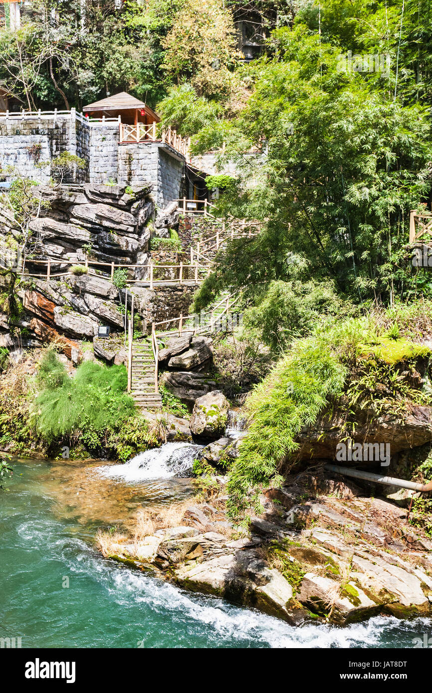 travel to China - waterfront of mountain creek in Longsheng Hot Springs ...