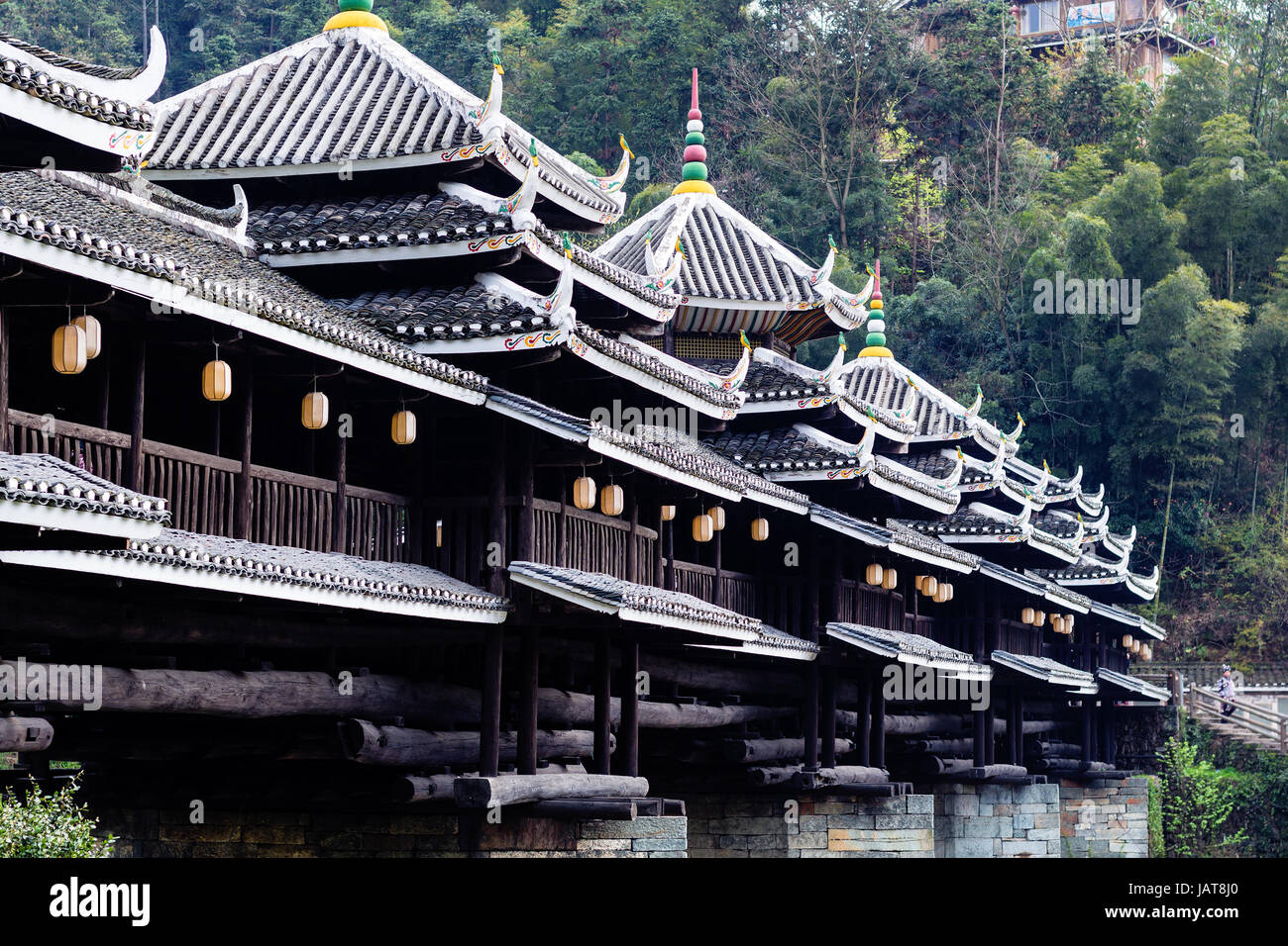 travel to China - local landmark covered Dong people Chengyang Wind and ...