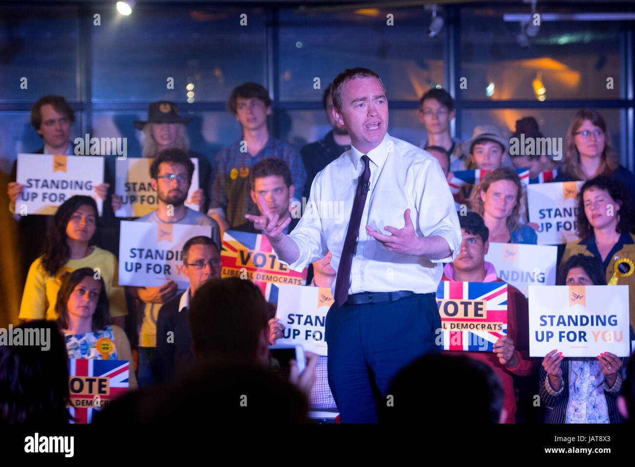 Liberal democrats leader tim speaking at rally in oxford hi-res stock ...