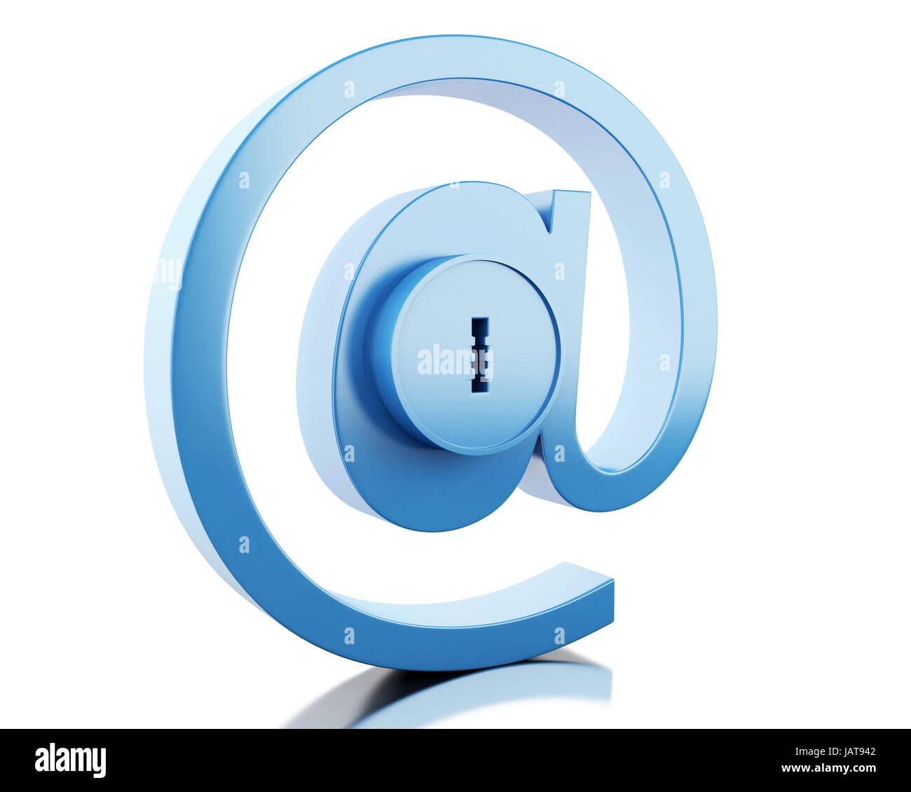 3d illustration. Mail sign with lock. E-mail Safety concept. Isolated ...