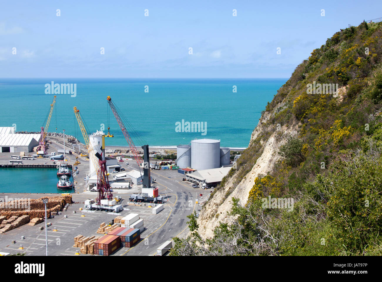 One hundred meters height Bluff Hill loookout hanging over Napier city ...