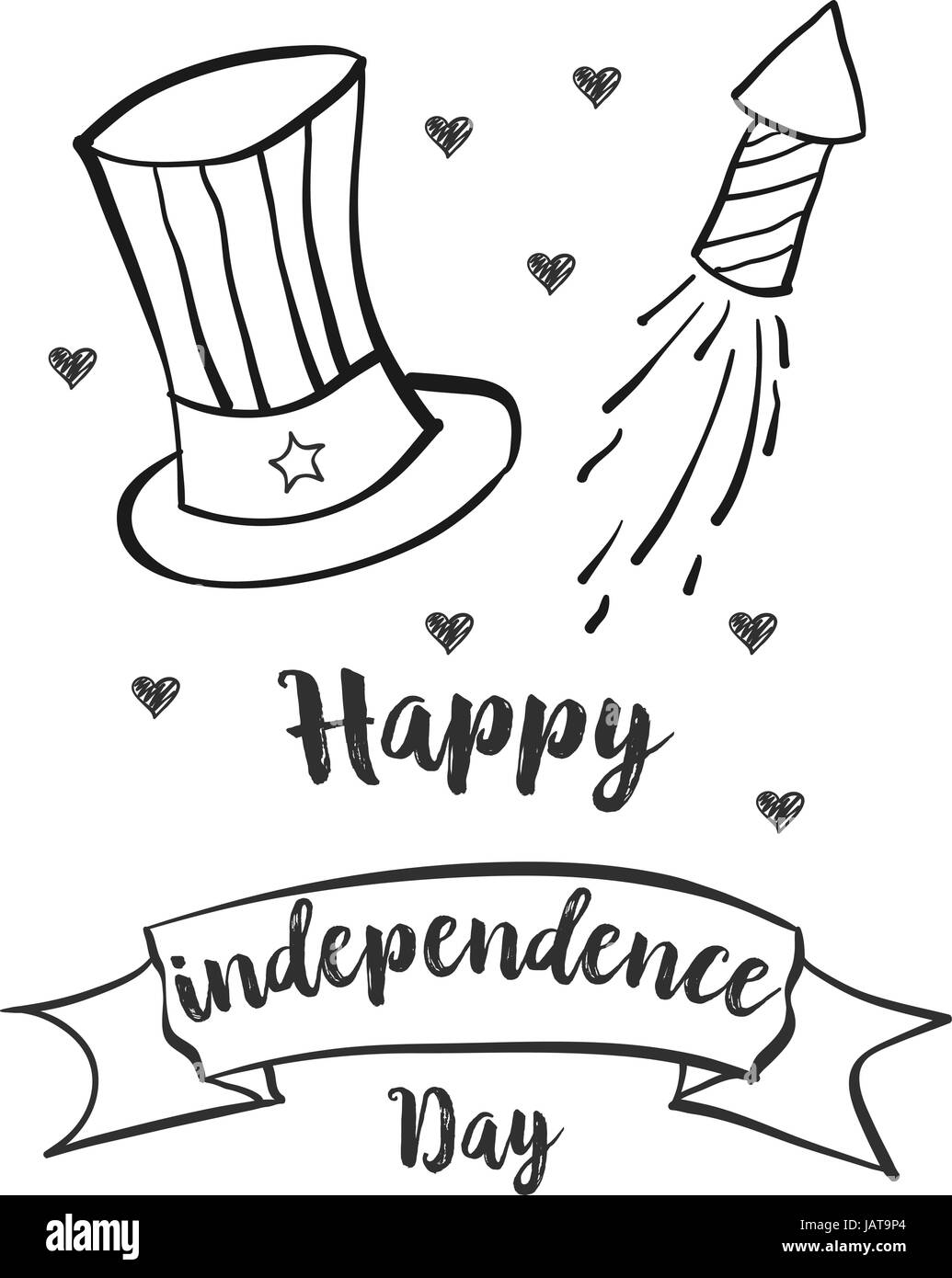 Happy independence day vector hand draw collection Stock Vector Image ...