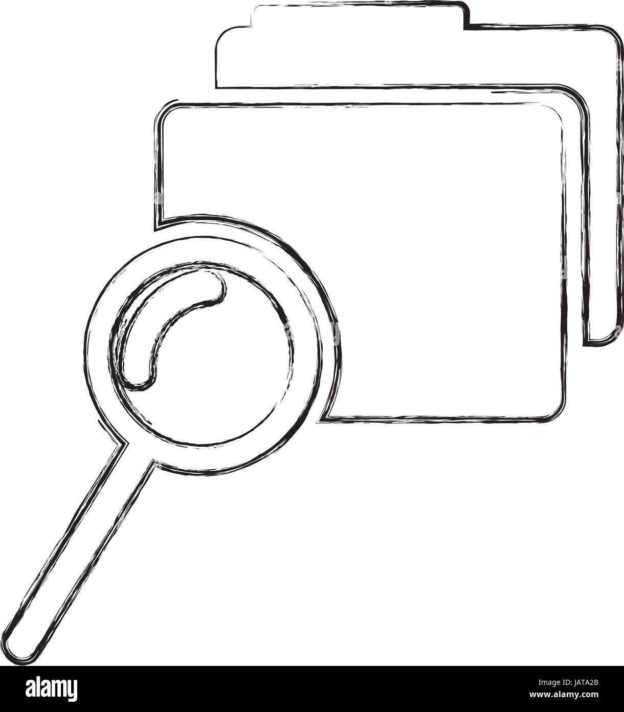 Magnifying glass folder paper Black and White Stock Photos & Images - Alamy