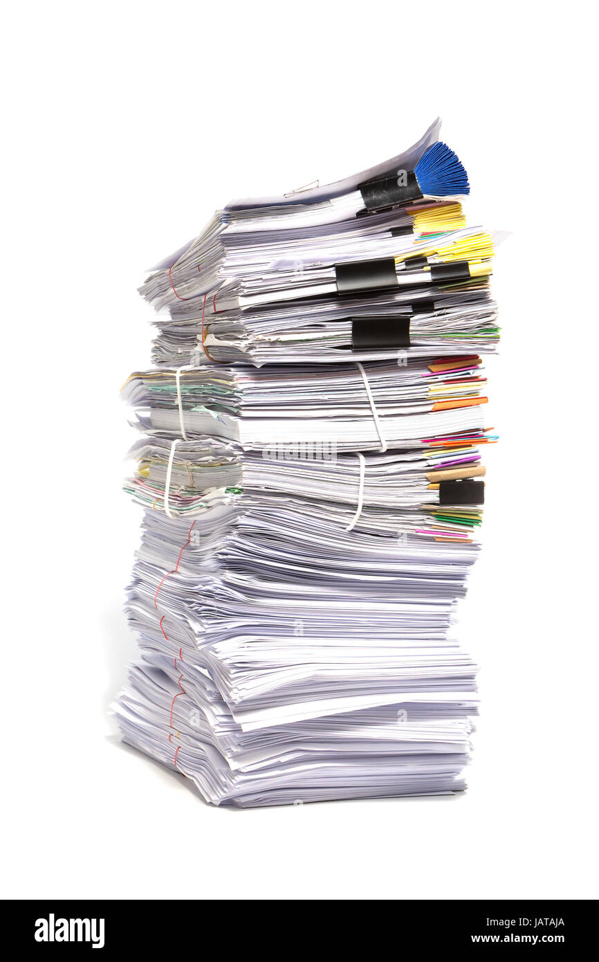 Stack of business papers isolated on white background Stock Photo - Alamy