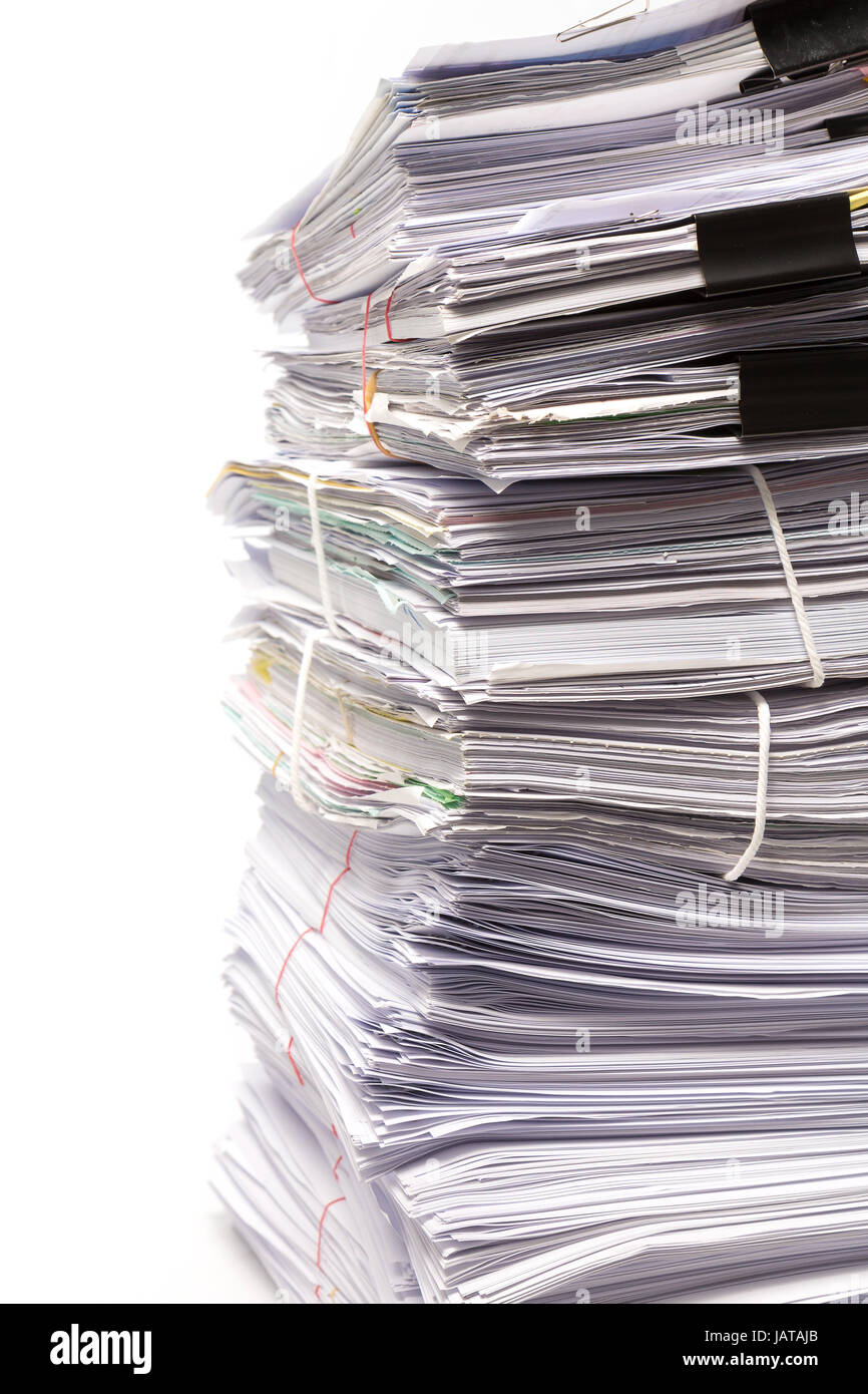 Stack of business papers isolated on white background Stock Photo - Alamy