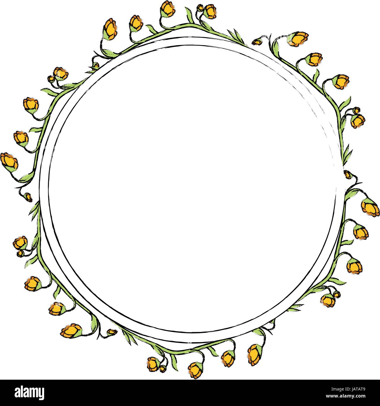 Round frame with flowers Stock Vector Image & Art - Alamy