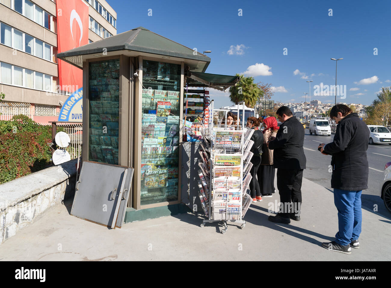 Istanbul, Turkey - November 02, 2016: Newspaper kiosk on the street ...