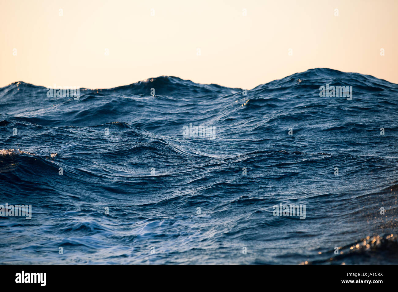 Large sea waves at sunset closeup Stock Photo - Alamy
