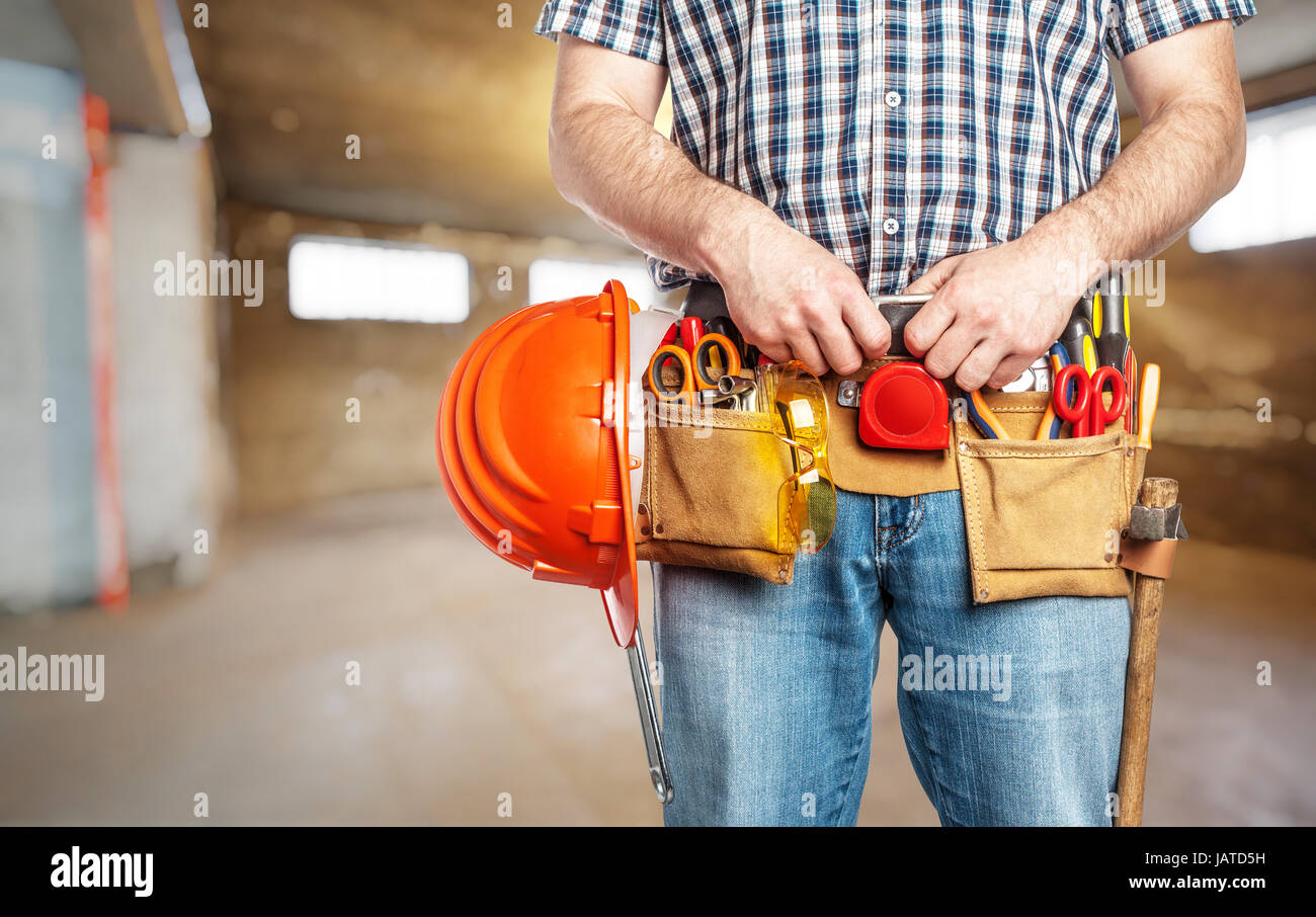 handyman ready for work at construction site Stock Photo - Alamy