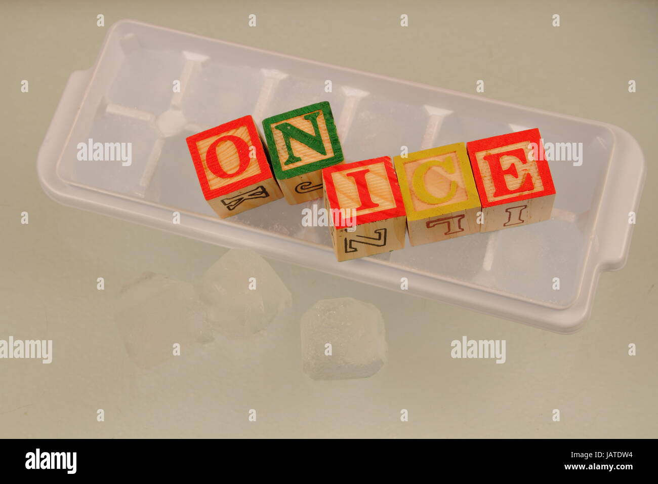 The term on ice displayed visually using colorful wooden blocks against ...