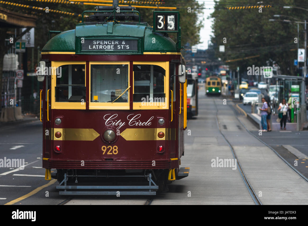 Traditional Trams in Melbourne city centre, Victoria, Australia Stock ...