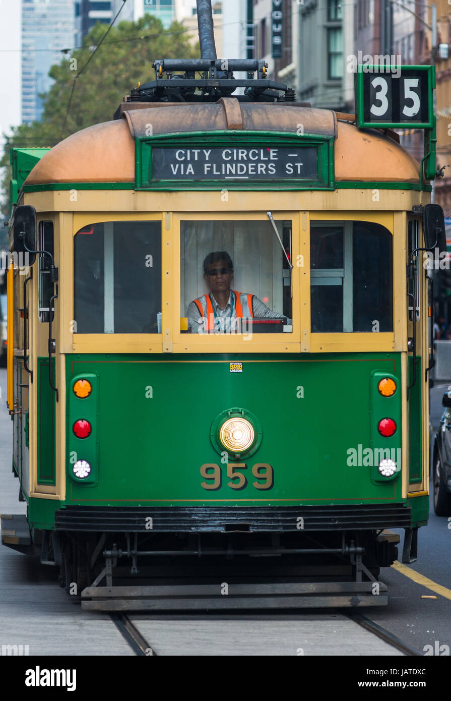 Traditional Trams in Melbourne city centre, Victoria, Australia Stock ...