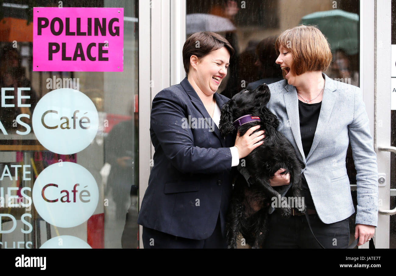Scottish Conservative leader Ruth Davidson (left) arrives with her ...