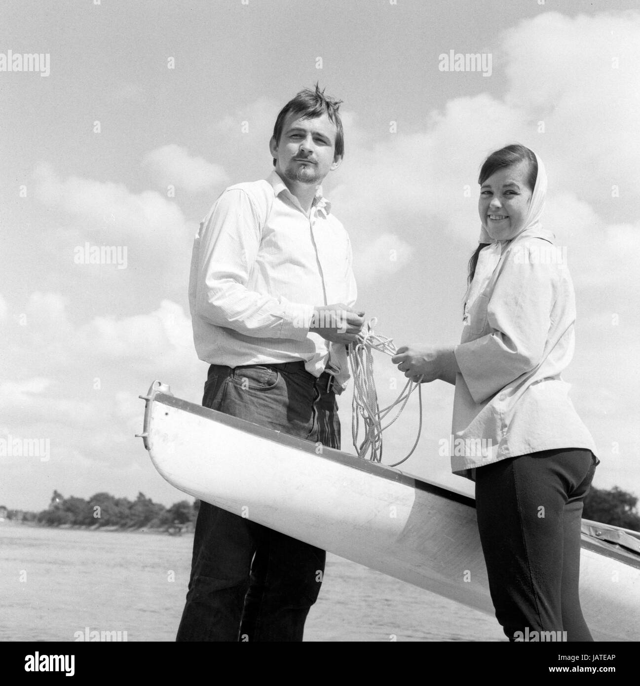 Terry Bell, 24, and his wife Barbara, 27, with their 16ft glass fibre ...