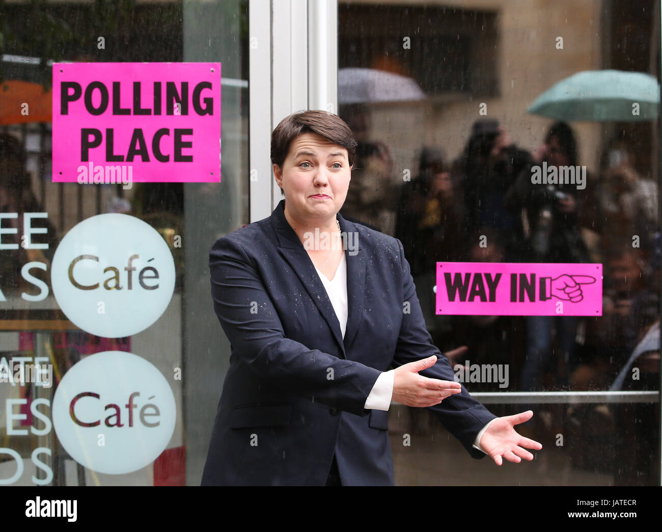 Scottish Conservative leader Ruth Davidson, to cast her vote in the ...