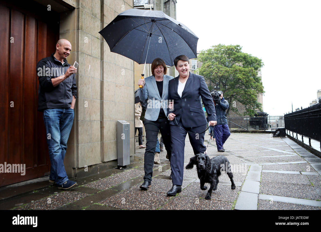 Scottish Conservative leader Ruth Davidson (right) arrives with her ...