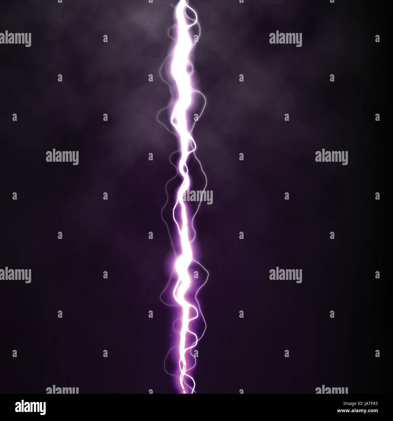 Lightning flash light thunder spark on black background with clouds ...