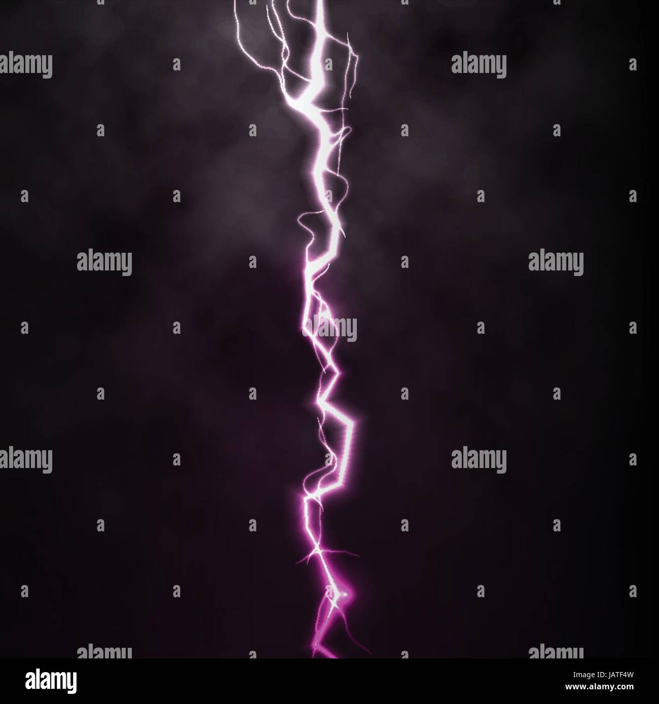 Lightning flash light thunder spark on black background with clouds ...