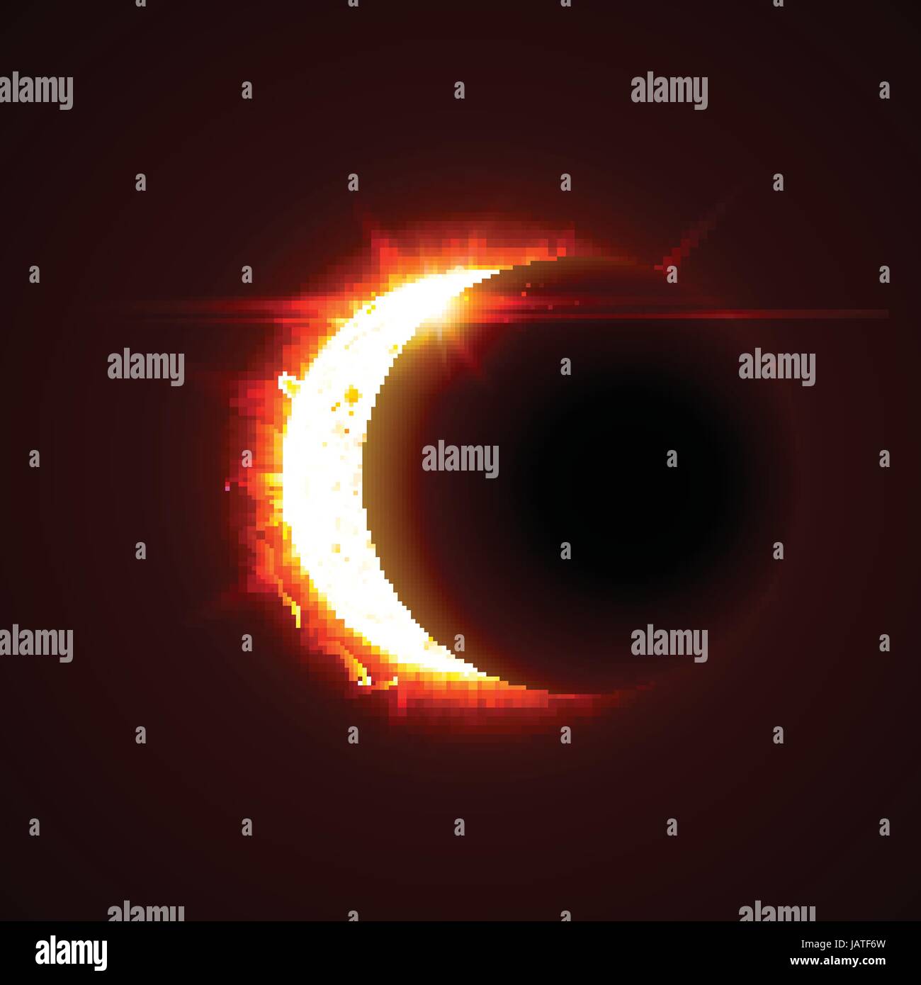 New sun eclipse vector illustration, 3d bright sunny summer day. Half ...
