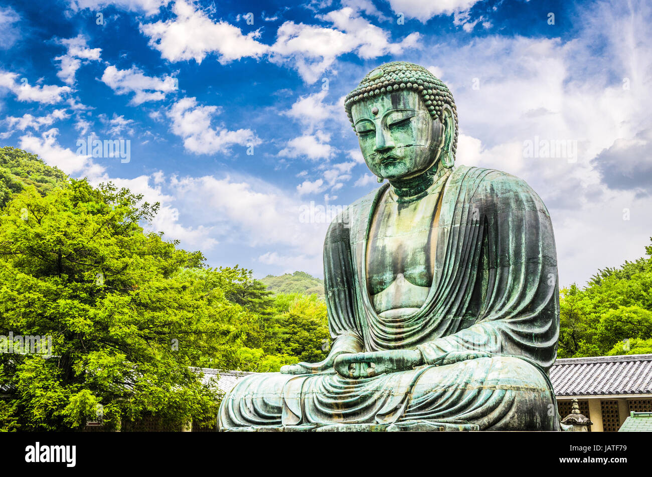 The Great Buddha (Daibutsu) on the grounds of Kotokuin Temple in ...