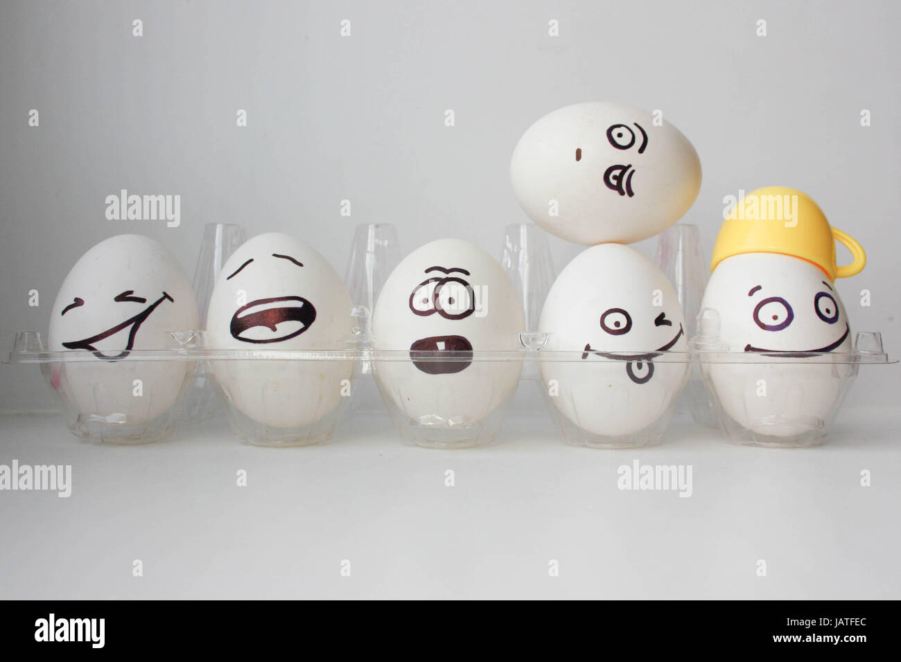 Chief. Concept head vib place. Eggs with painted face. Photo for design ...