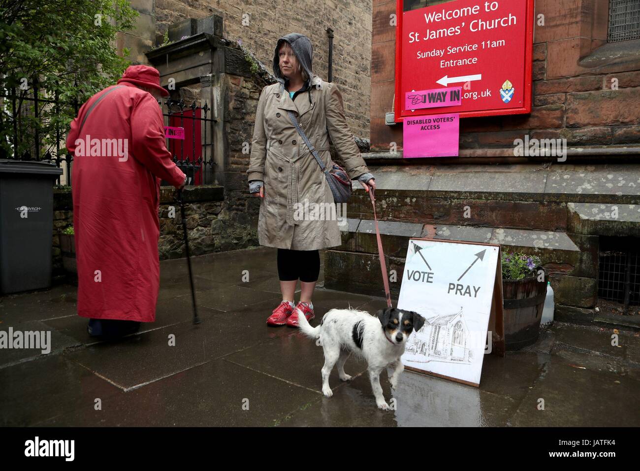 Voters outside a polling station in St James' Church, Edinburgh as ...