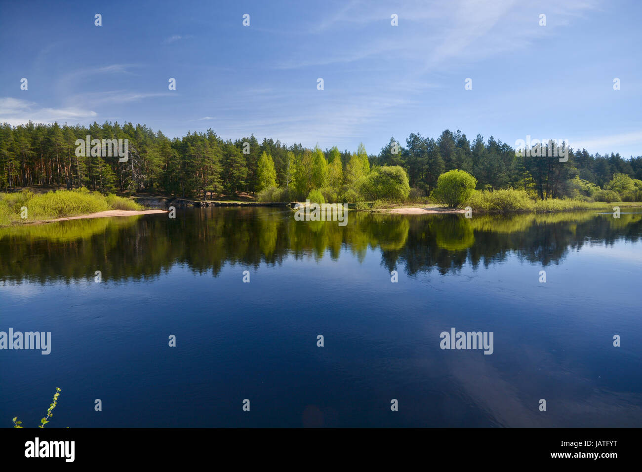 Spring river landscape. May, water and the first springs Stock Photo ...