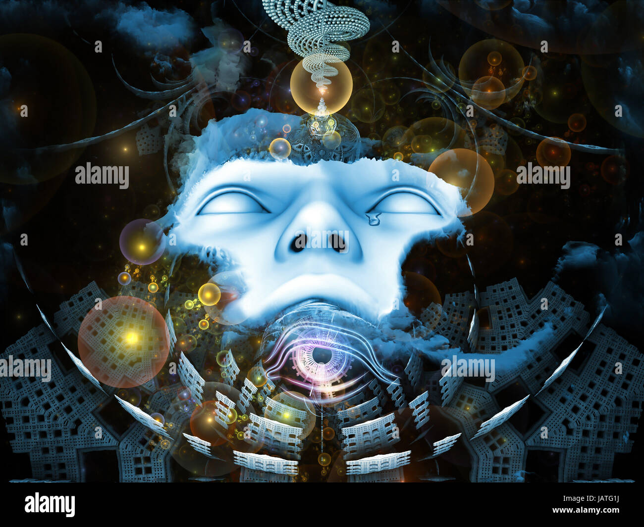 Beyond Human series. Collage of human, geometric and natural forms on ...