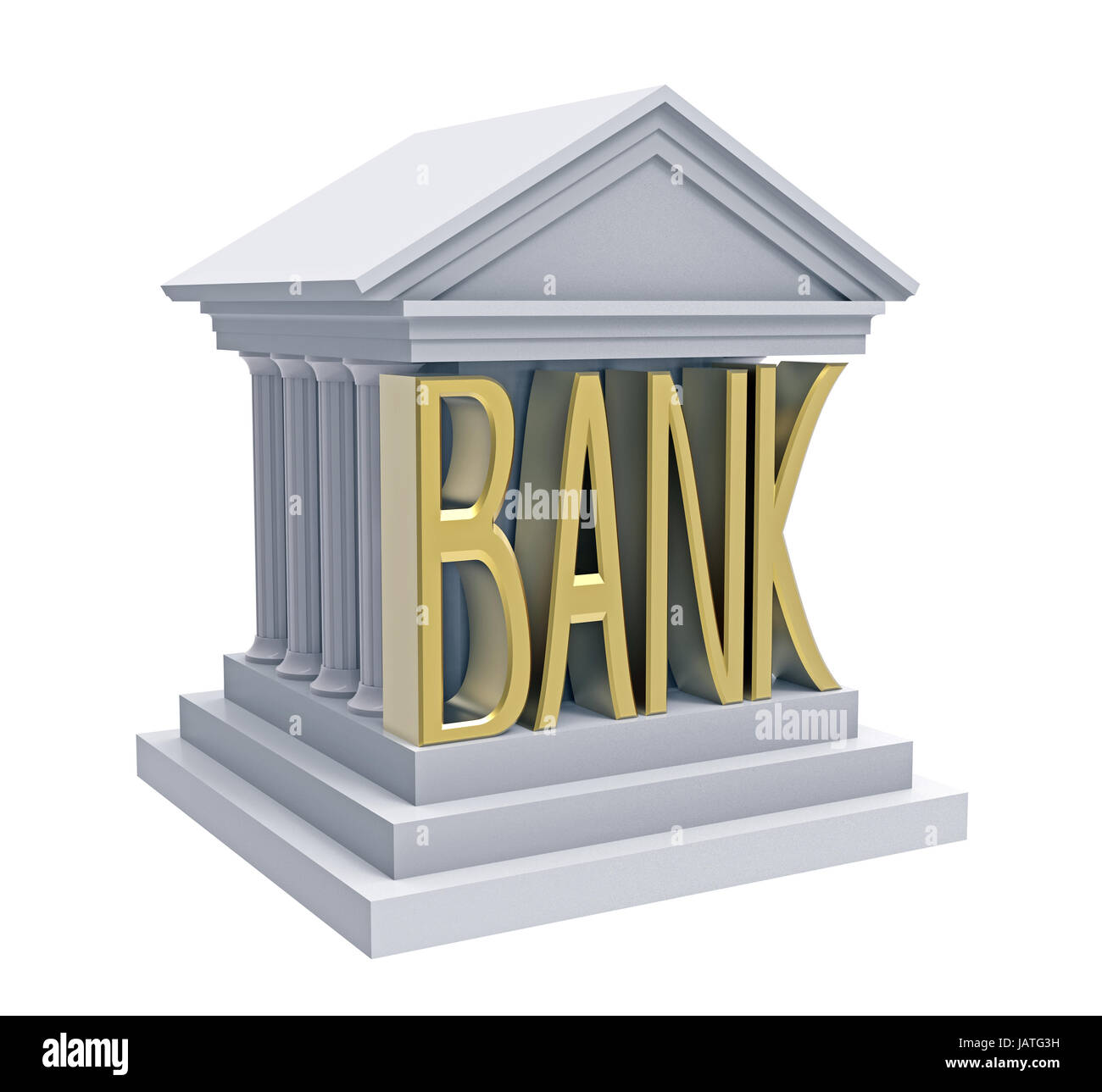 Bank building, isolated on white, 3D render Stock Photo - Alamy