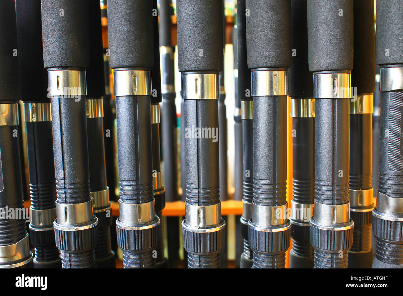 Many Fishing rod in store Stock Photo - Alamy