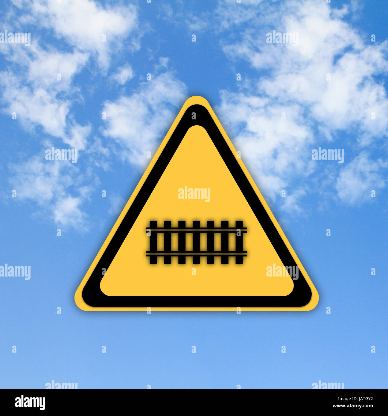 Traffic railway sign on beautiful sky background Stock Photo - Alamy