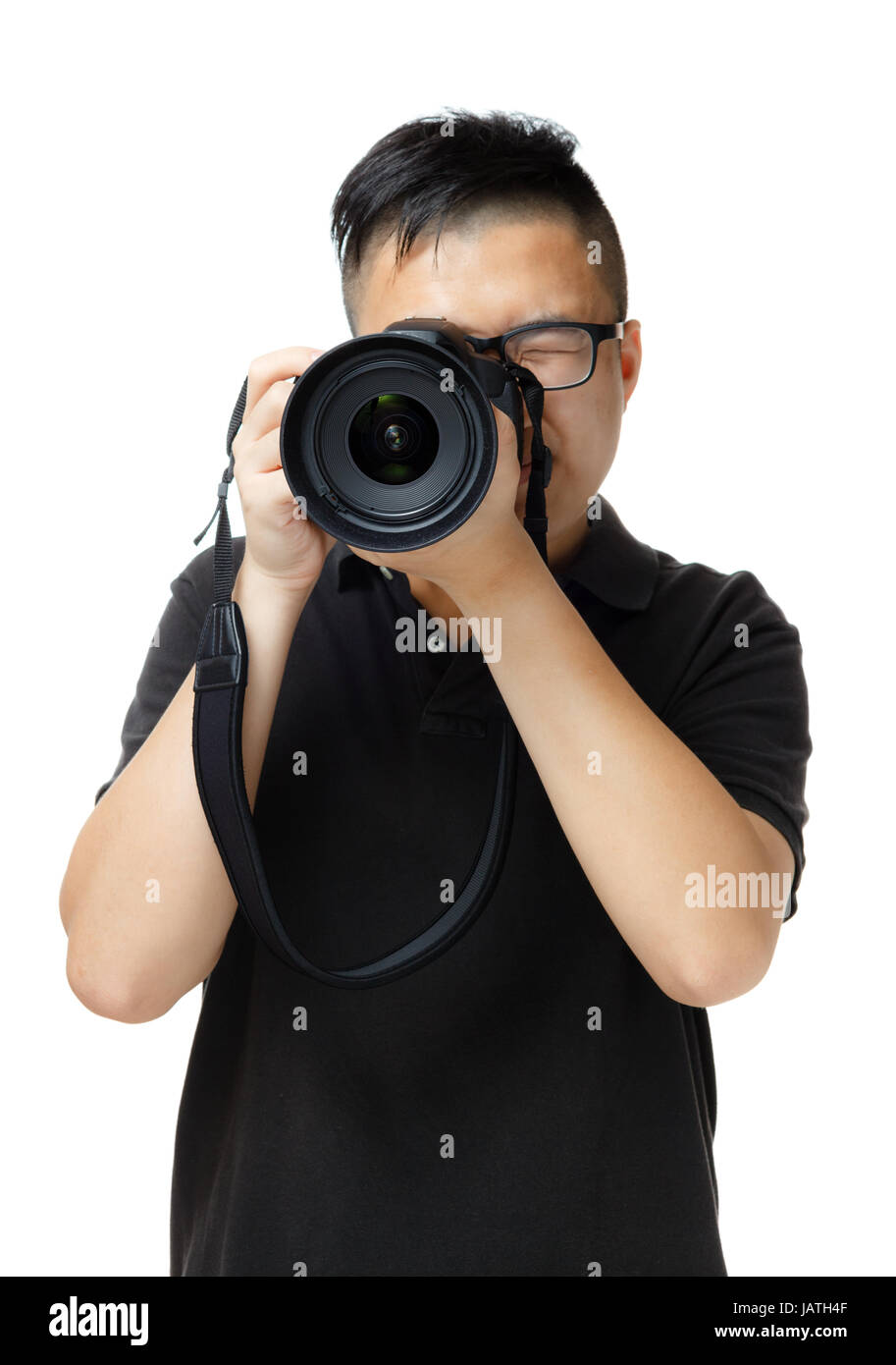 Asian man using camera Stock Photo - Alamy