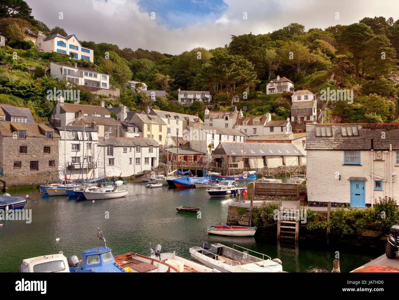 The pretty harbour at Polperro, Cornwall, England Stock Photo - Alamy