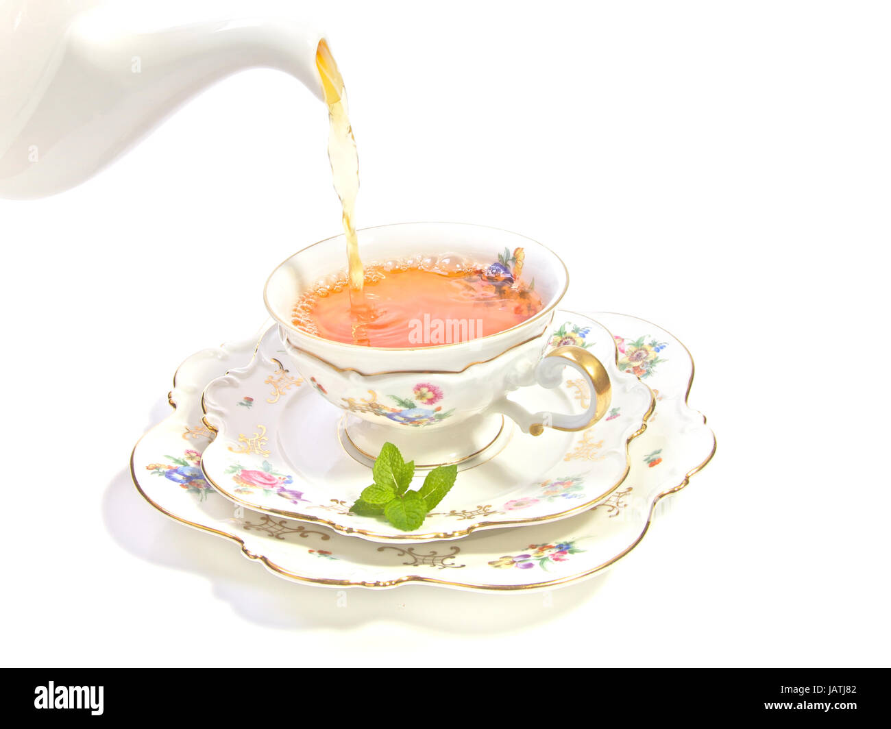 Delicate Porcelian cup of tea for a Refreshing High Tea Stock Photo - Alamy