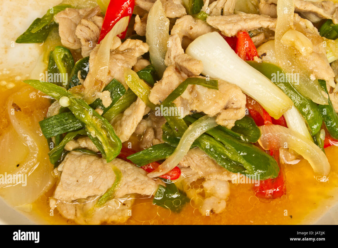 Fried sweet peper with pork food in thailand Stock Photo - Alamy