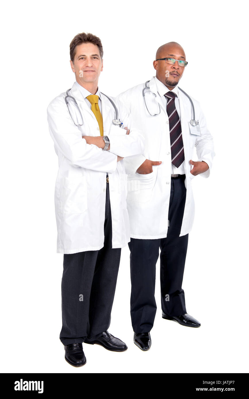 Doctors team isolated against a white background Stock Photo - Alamy